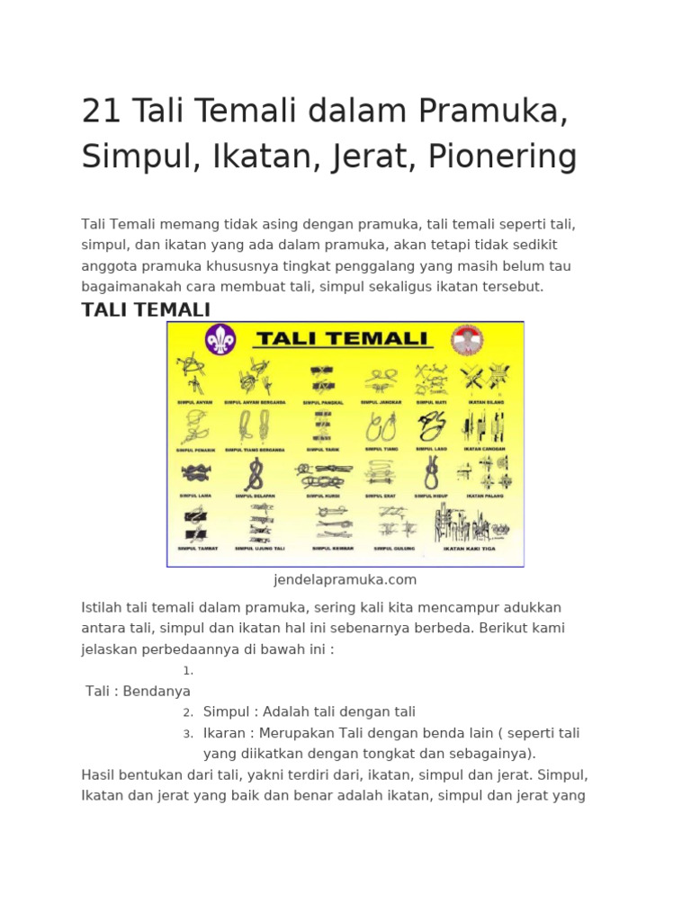 21 Tali Temali Dalam Pramuka | PDF