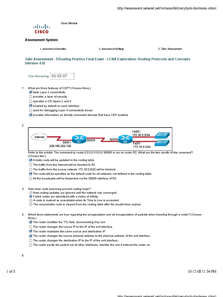 Practice Exam Answers | PDF | Routing | Router (Computing)