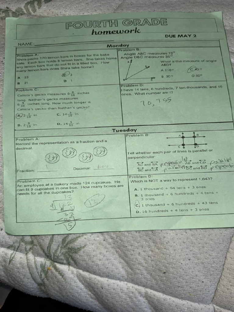 Fourth Grade Homework Complete | PDF
