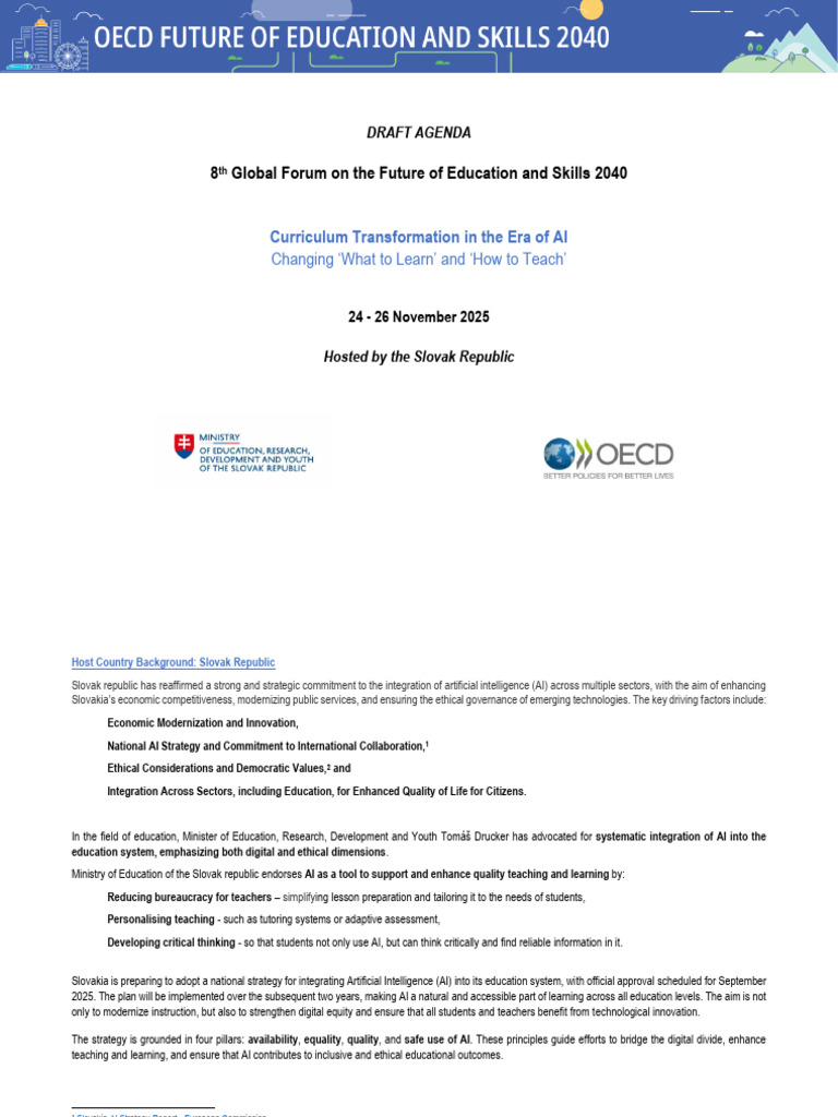Draft Agenda - OECD Education 2040 - 8th Global Forum in Slovak ...