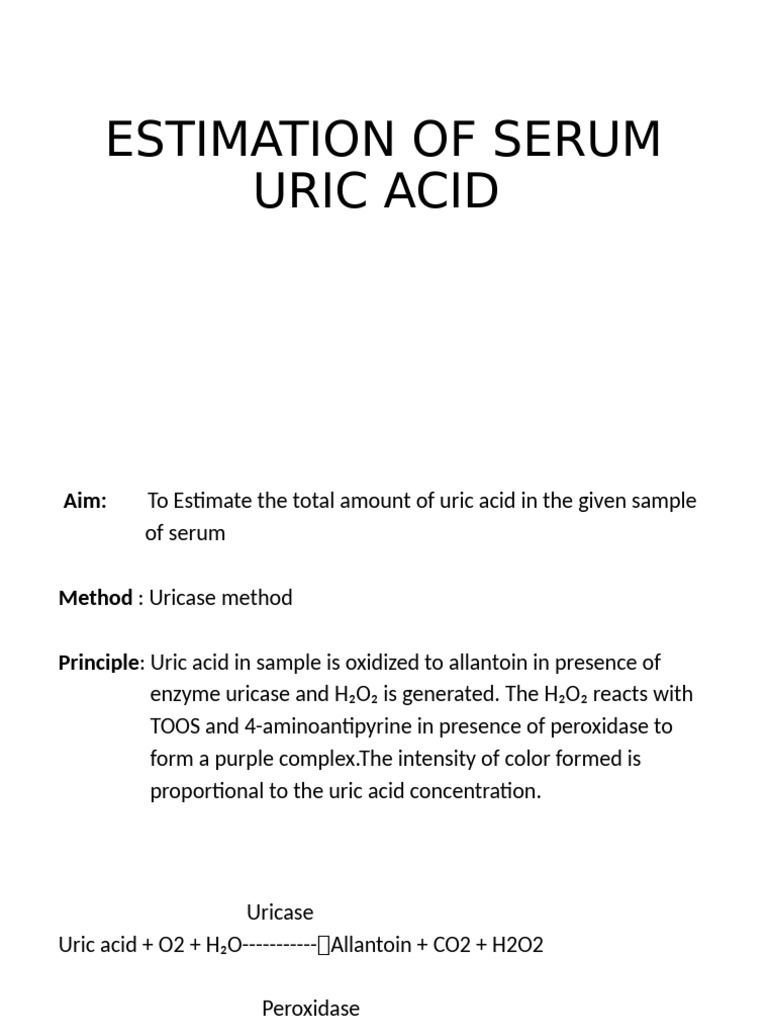 Estimation of Serum Uric Acid | PDF