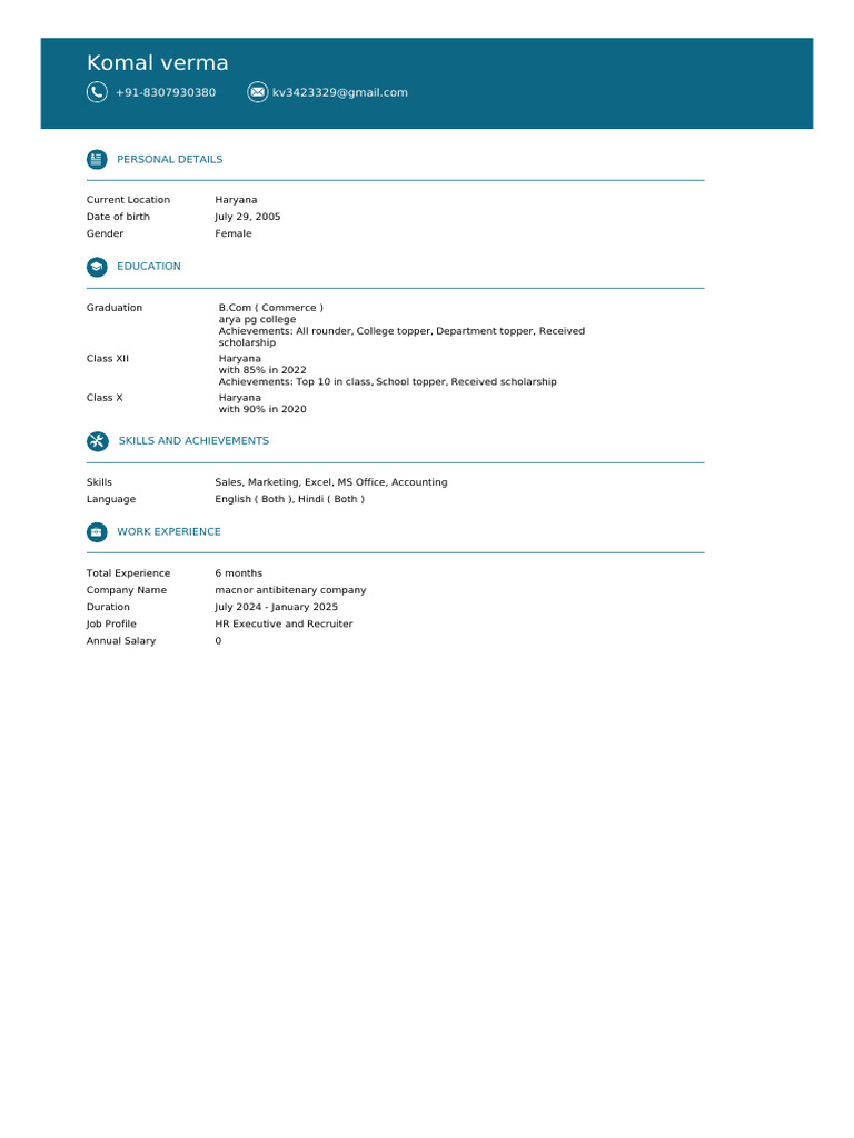 Komal Verma Resume-1 | PDF