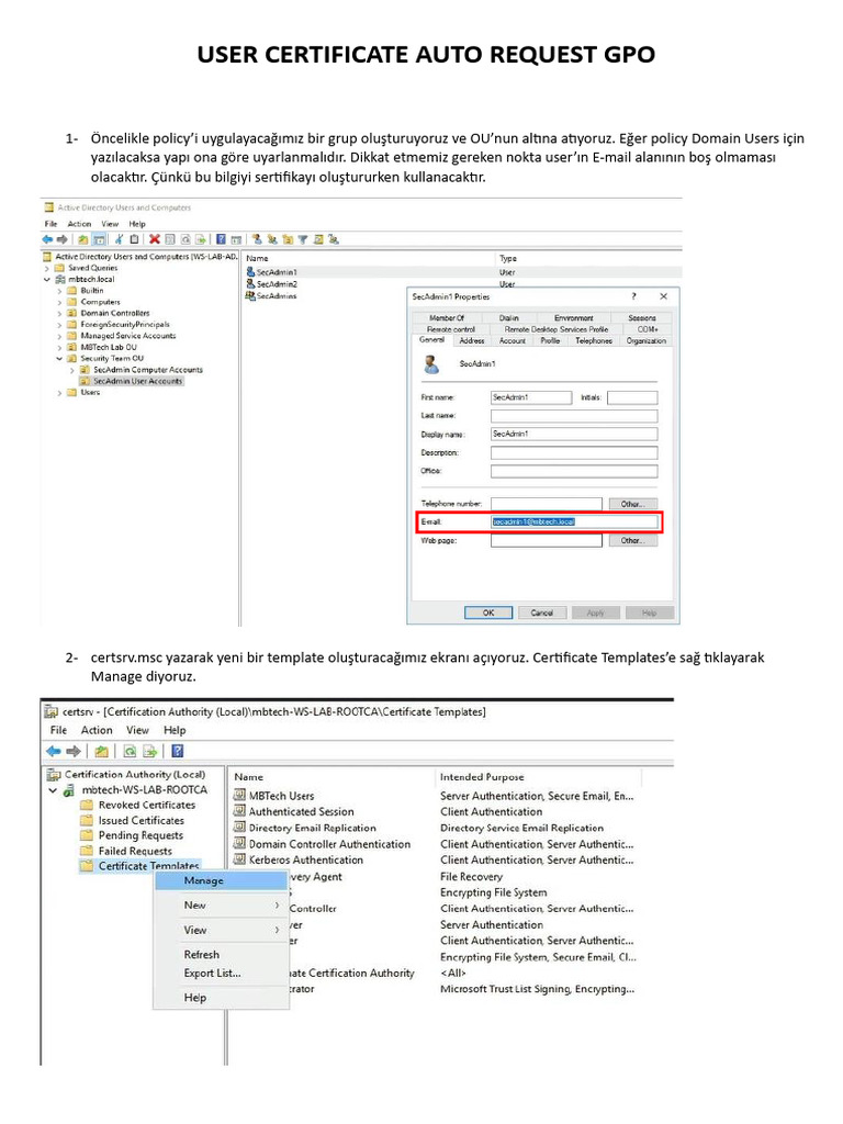 USER Cert Auto Request GPO | PDF