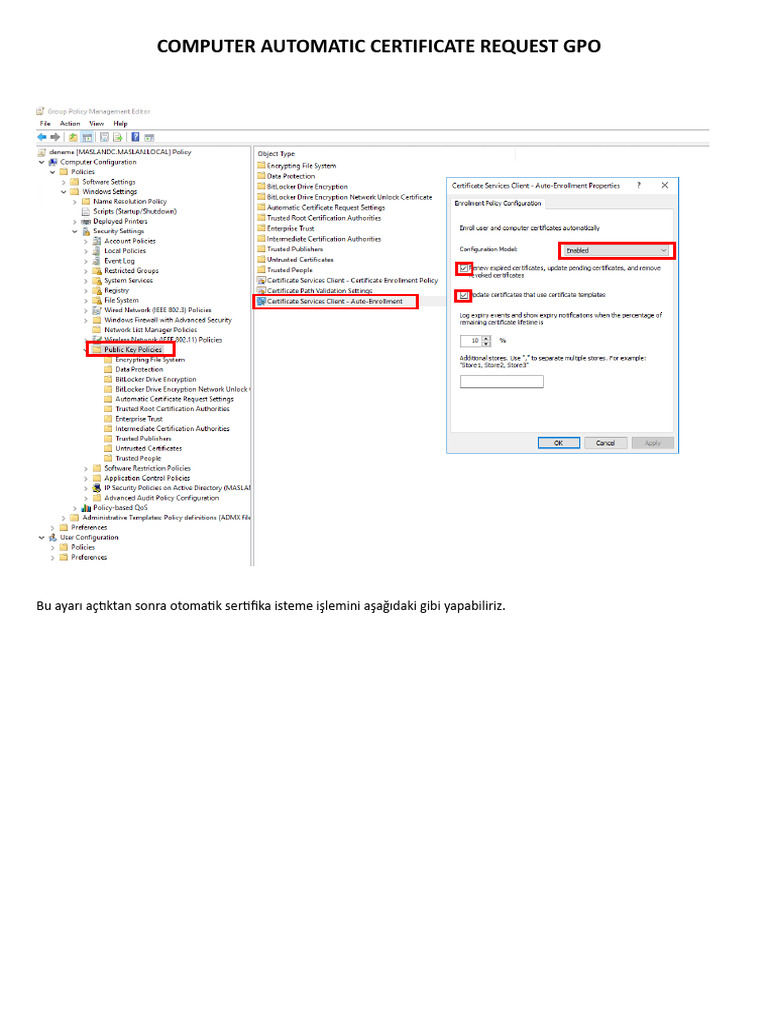COMPUTER Cert Auto Request GPO | PDF