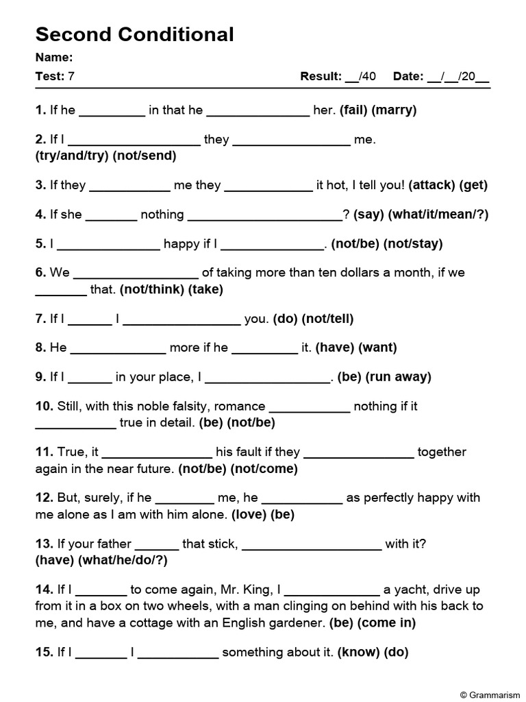 Second Conditional Practice Test | PDF