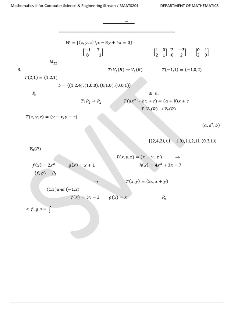 Module III - Vector Space and Linear Transformations QB | PDF