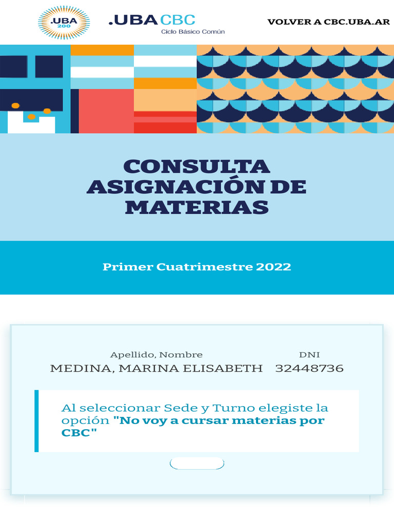 UBA CBC - Asignación de Materias | PDF