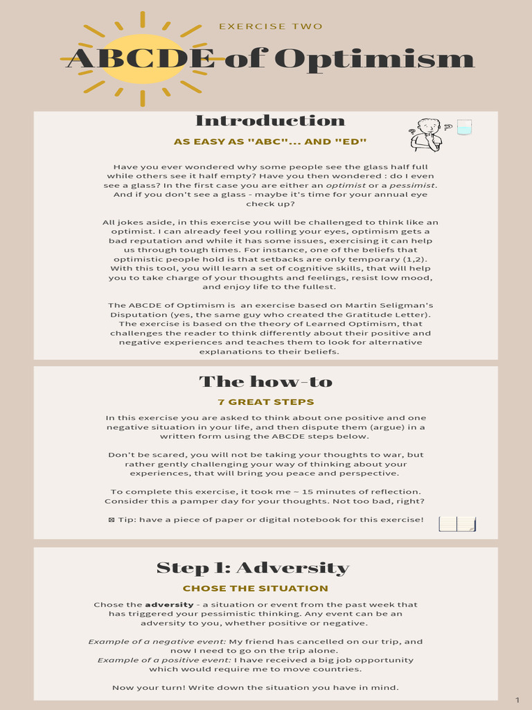 ABCDE of Optimism Instructions | PDF | Cognitive Psychology ...