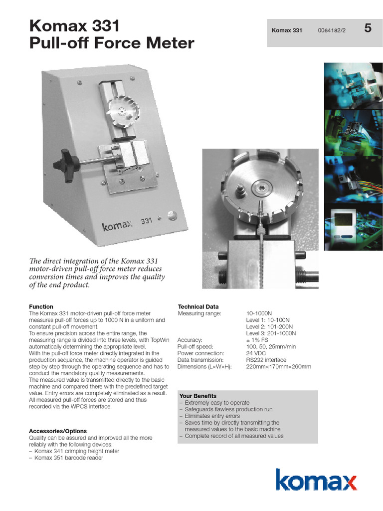 Komax 331 Pull-off Force Meter Overview | PDF