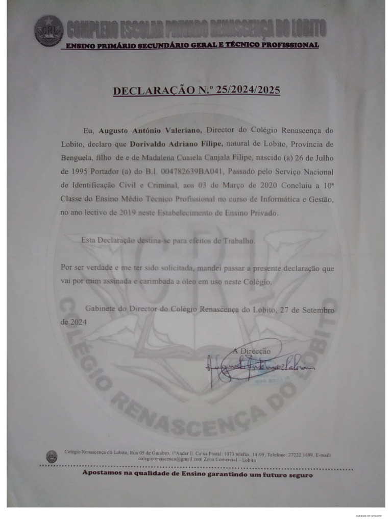 Declaração Do CRL | PDF