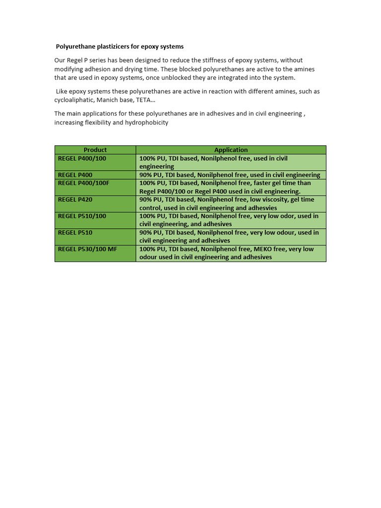 Regel P Series for Epoxy Flexibility | PDF