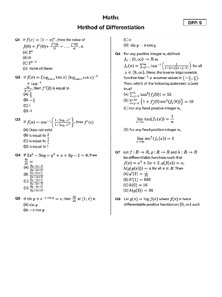 Maths DPP 5 | PDF