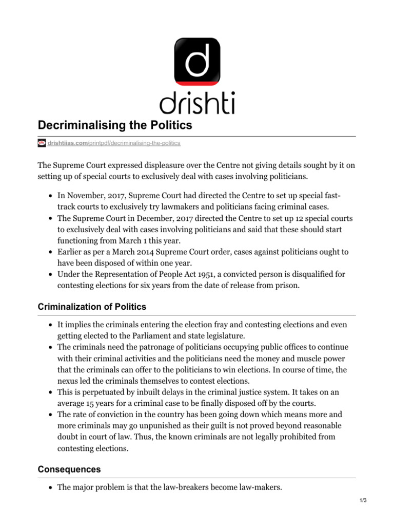 Decriminalizing Politics in India | PDF | Public Law | Common Law