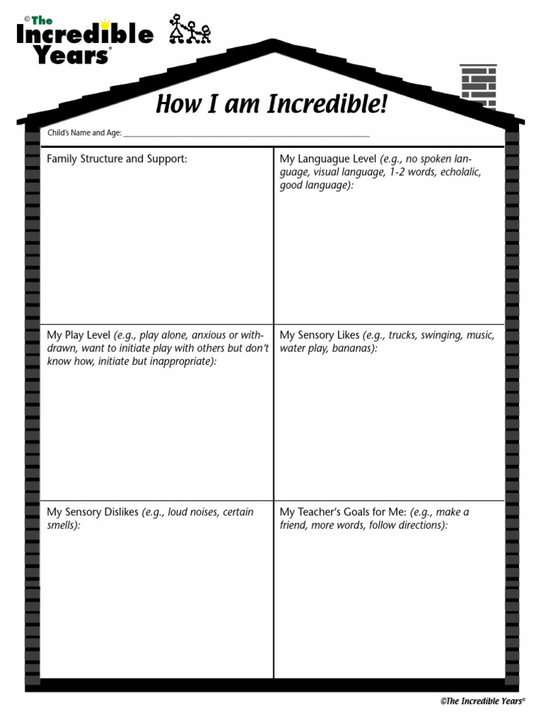 How I Am Incredible Handout Teacher Version Editable | PDF