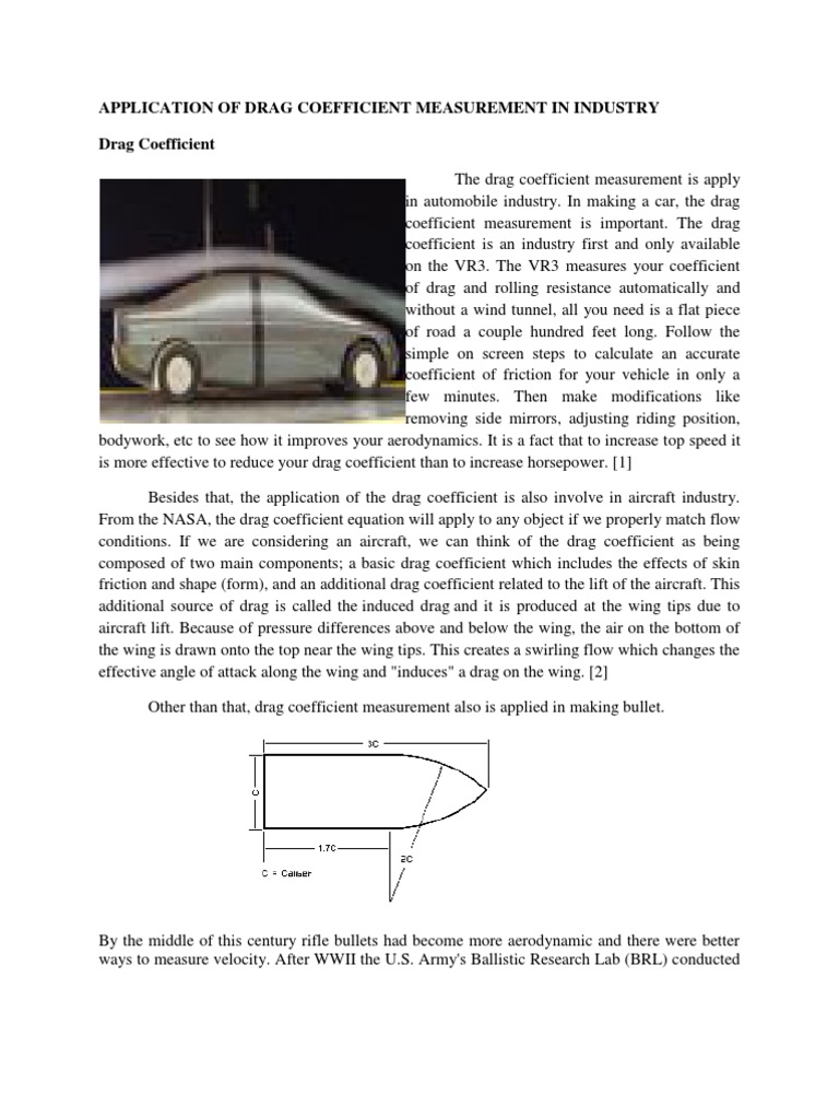 Application of Drag Coefficient Measurement in Industry | PDF ...