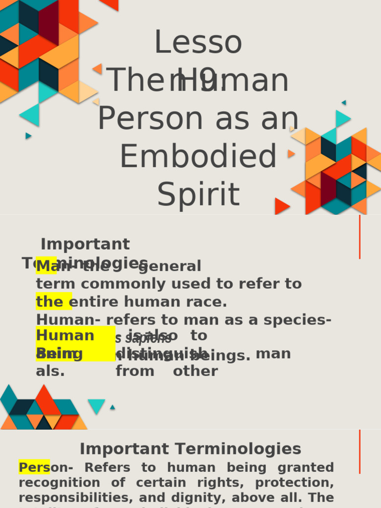 Lesson 9 - The Human Person As An Embodied Spirit - Hand Outs | PDF ...
