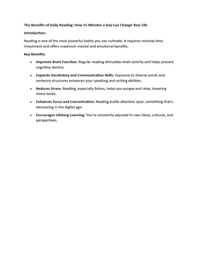 The Benefits of Daily Reading | PDF