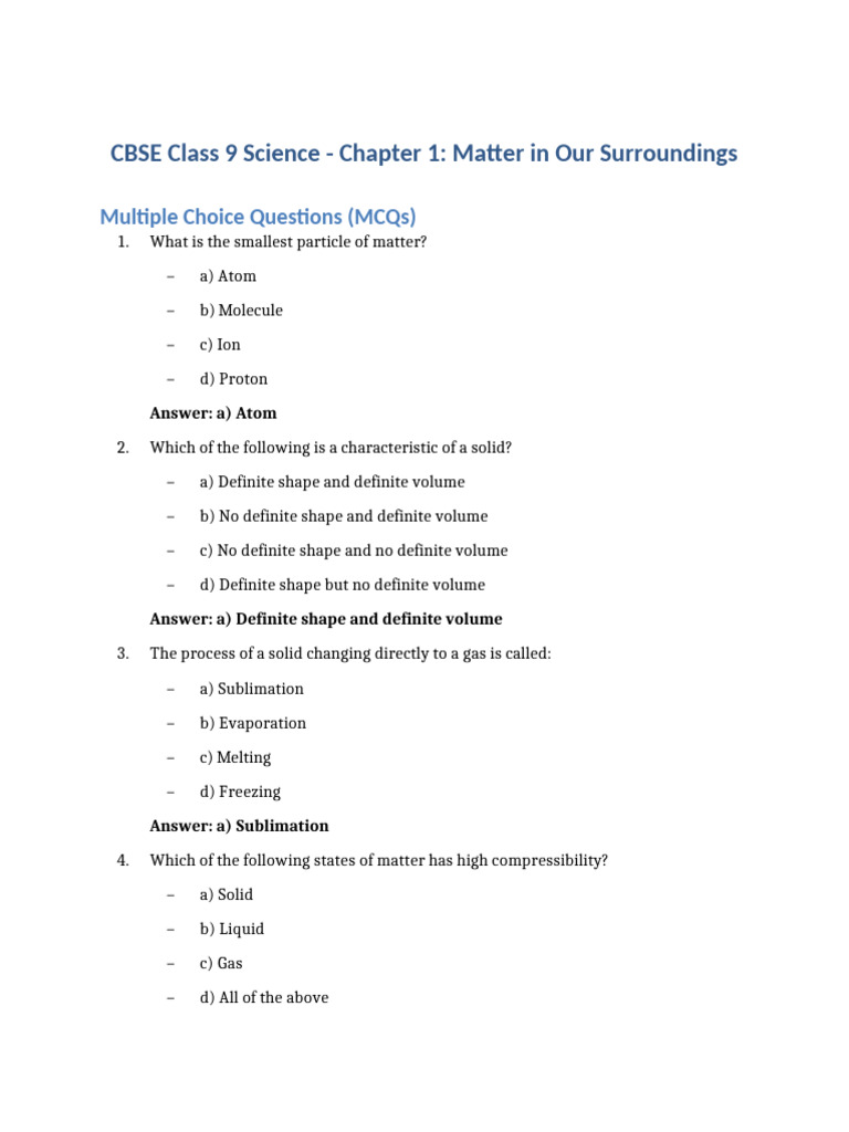 Chapter 1 Matter in Our Surroundings | PDF | Gases | Liquids
