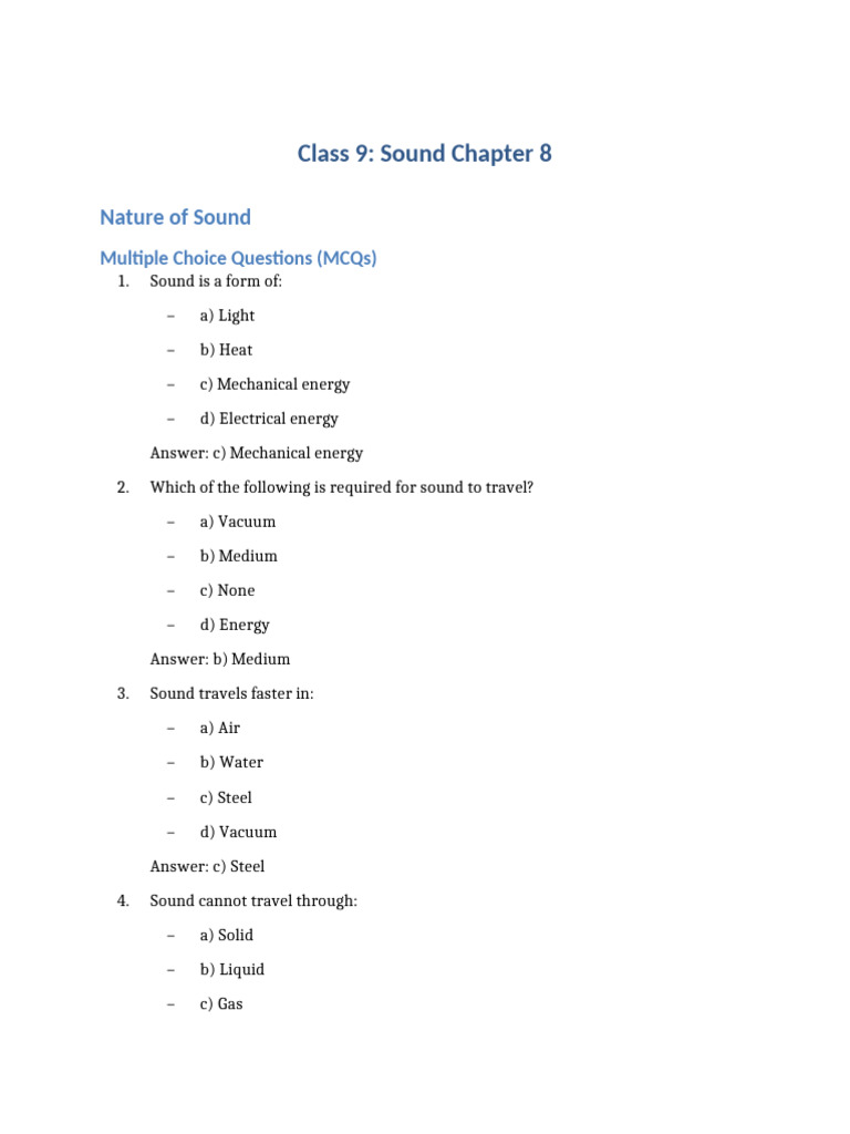 Chapter 8 Sound | PDF | Sound | Waves