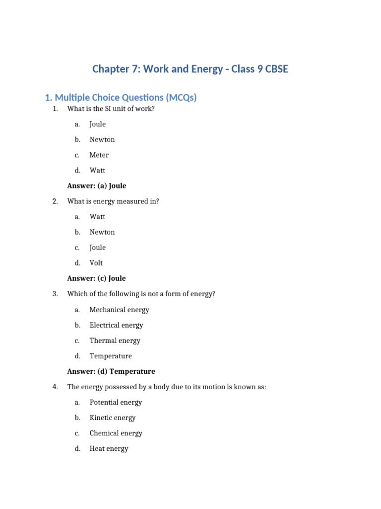 Chapter 7 Work and Energy | PDF | Potential Energy | Kinetic Energy
