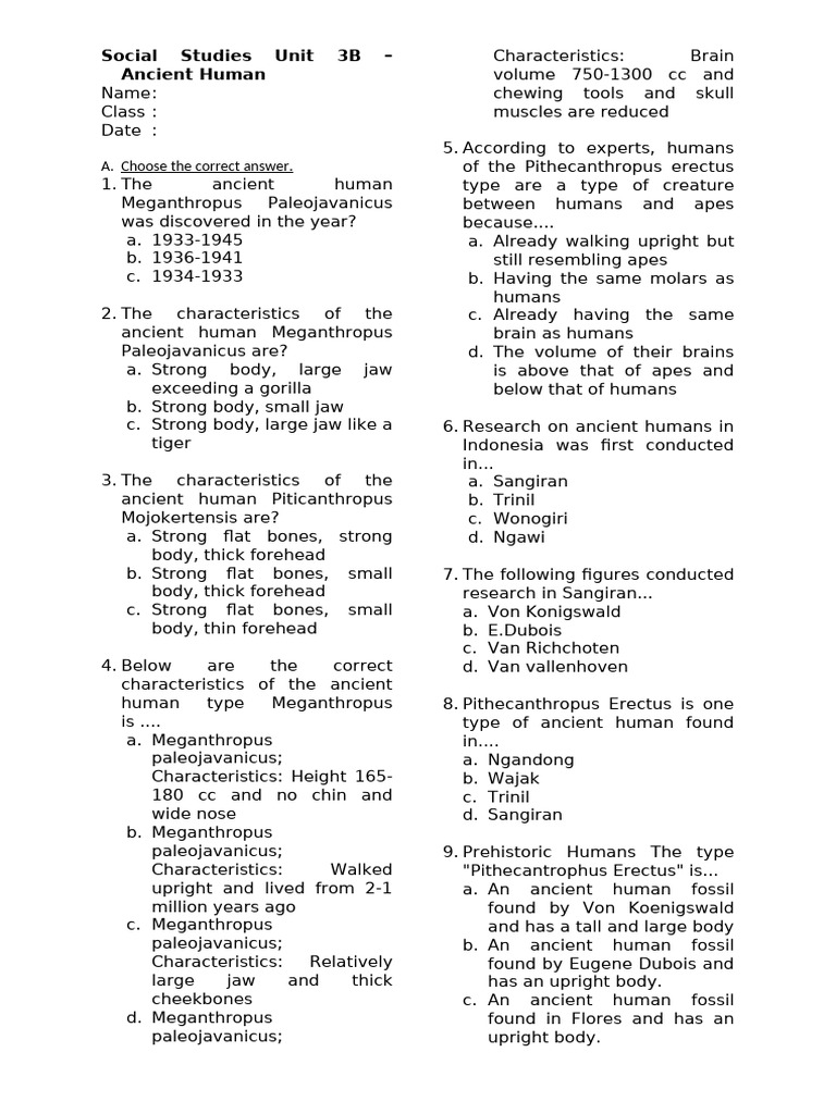Ss Grade 7 Ancient Human | PDF | Homo | Human Evolution