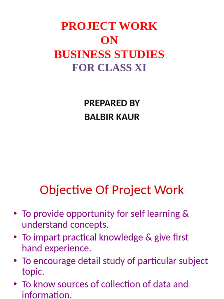 Project Work for Class Xi | PDF