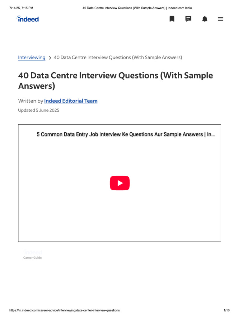 40 Data Centre Interview Questions (With Sample Answers) - Indeed - Com ...