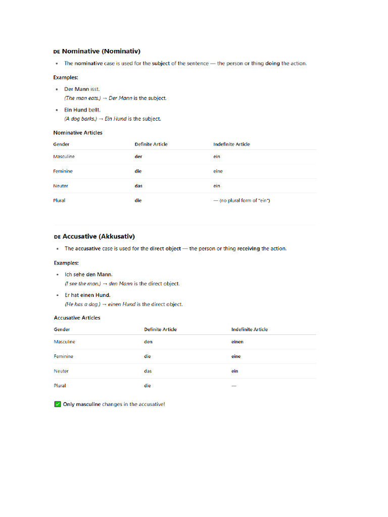 Nominative Akkusative | PDF