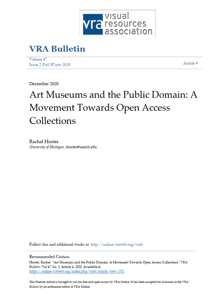 Open Access in Art Museums: Trends | PDF | Open Access | Public Domain