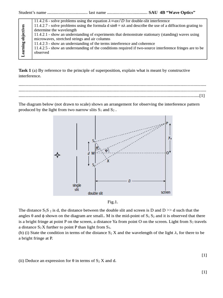 SAU 4B Version - 1 | PDF | Diffraction | Wavelength