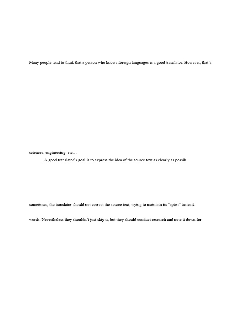 Essential Qualities of Good Translators | PDF
