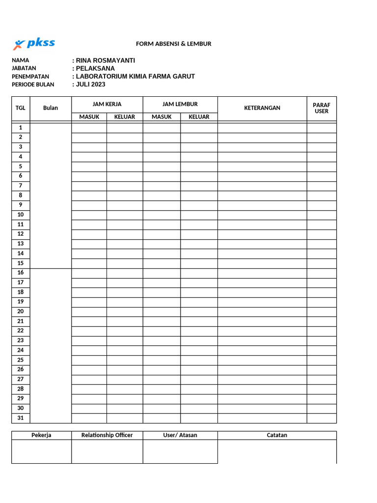 Form Absensi, SPL Dan Surat Izin Cuti Sakit | PDF