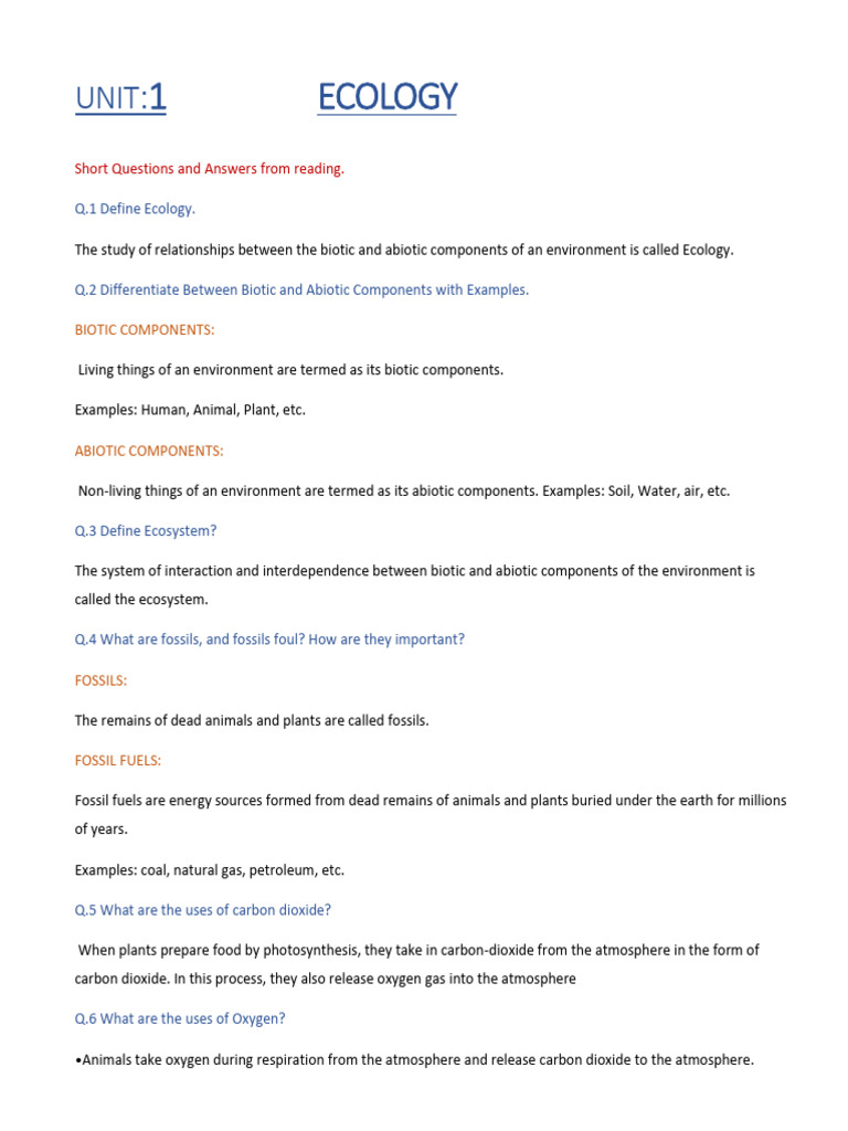 8th Science Unit#1 | PDF | Ecosystem | Ecology
