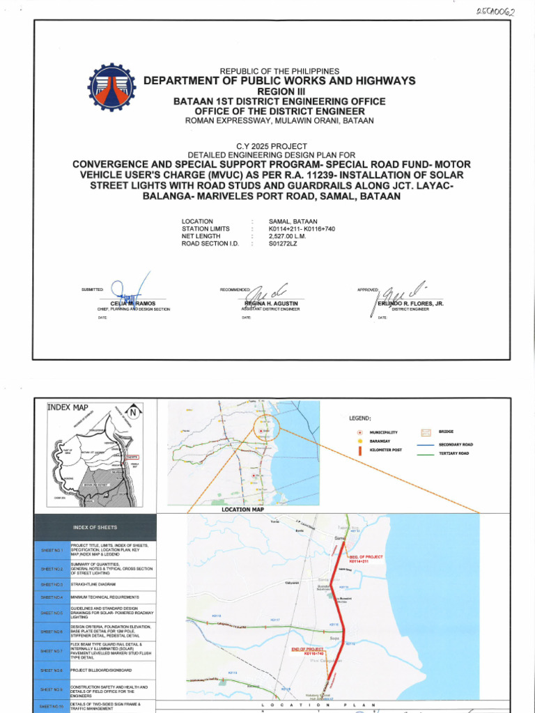 DPWH Solar Street Light & Solar Stud Plan | PDF
