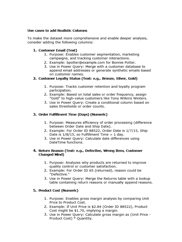 Use Cases To Add Realistic Columns | PDF | Microsoft Excel | Credit Card