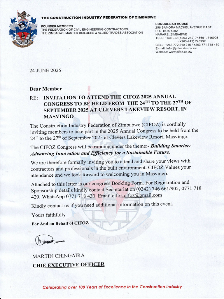 Cifoz 2025 Annual Congress Invitation Letter | PDF