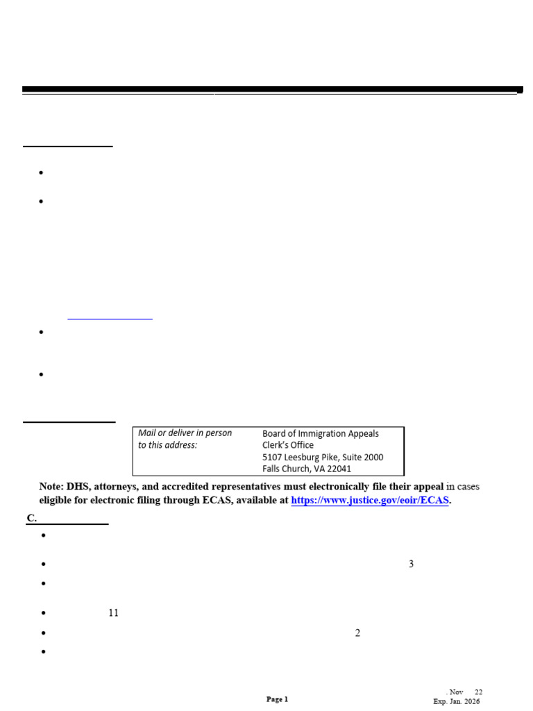 EOIR-26 Notice of Appeal Instructions | PDF | Immigration To The United ...