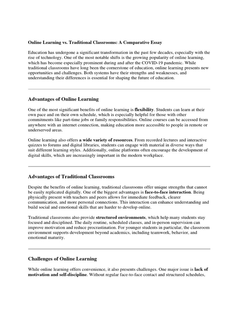 Online Learning Vs Traditional Classrooms | PDF | Educational Technology | Learning