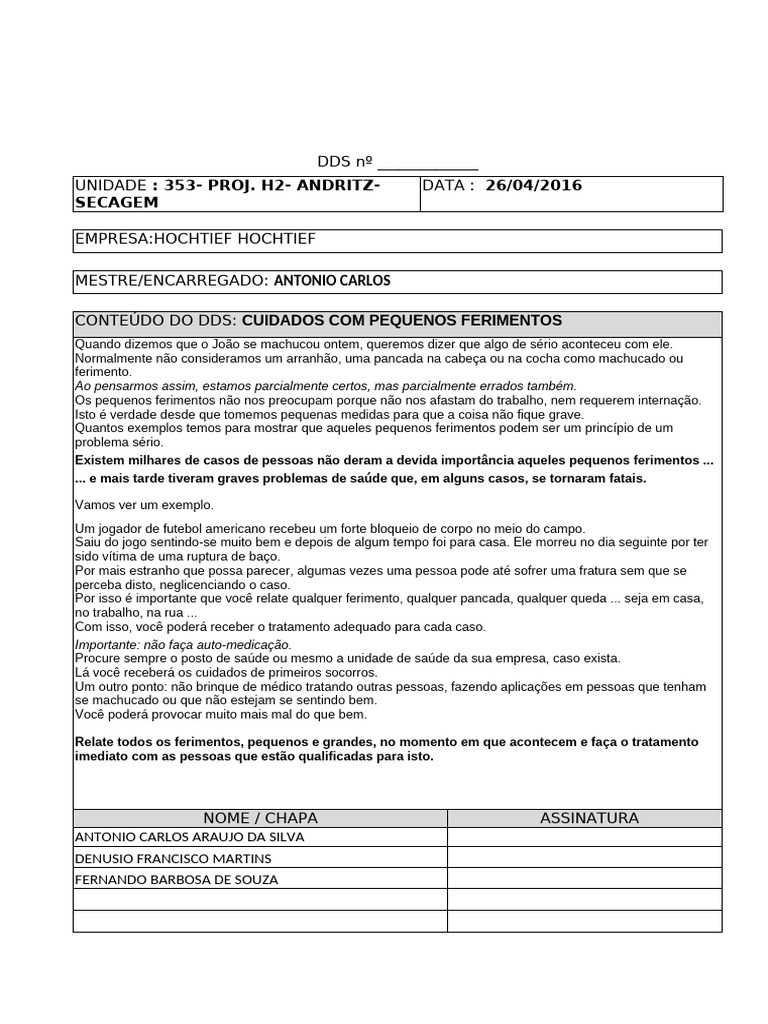 Cuidados com Pequenos Ferimentos | PDF