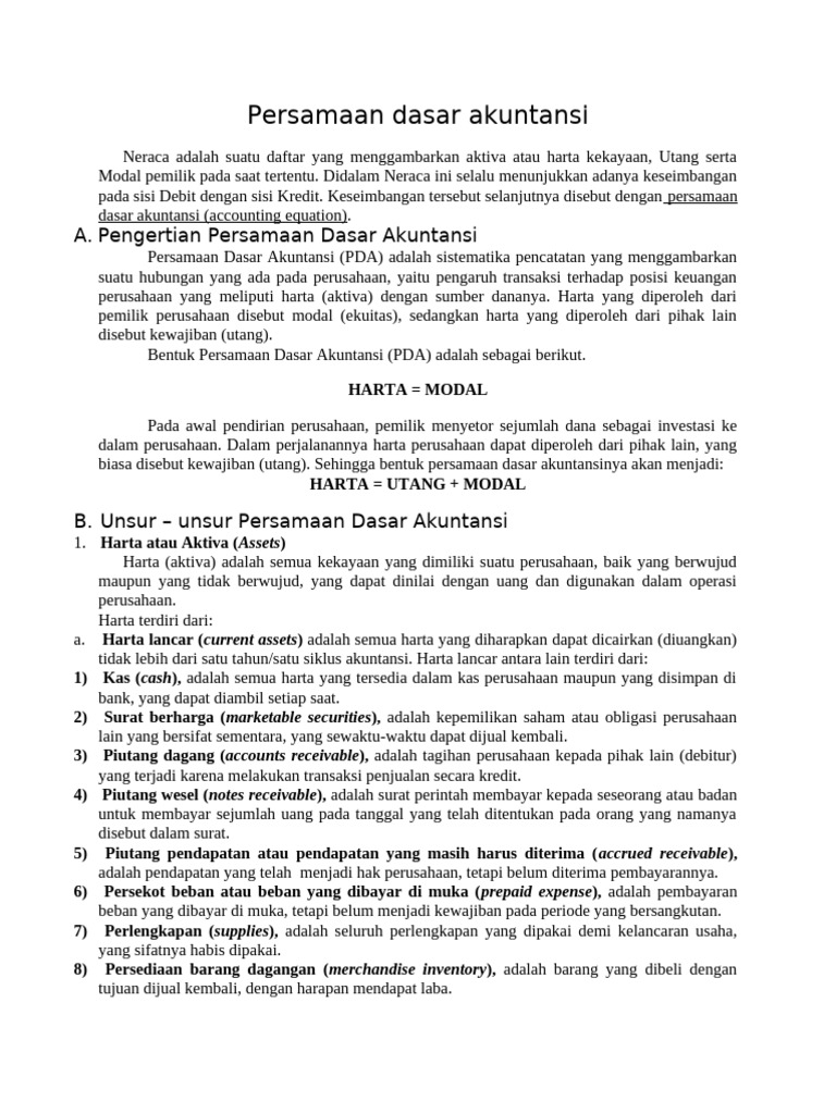 Unsur dan Pengaruh Persamaan Akuntansi | PDF