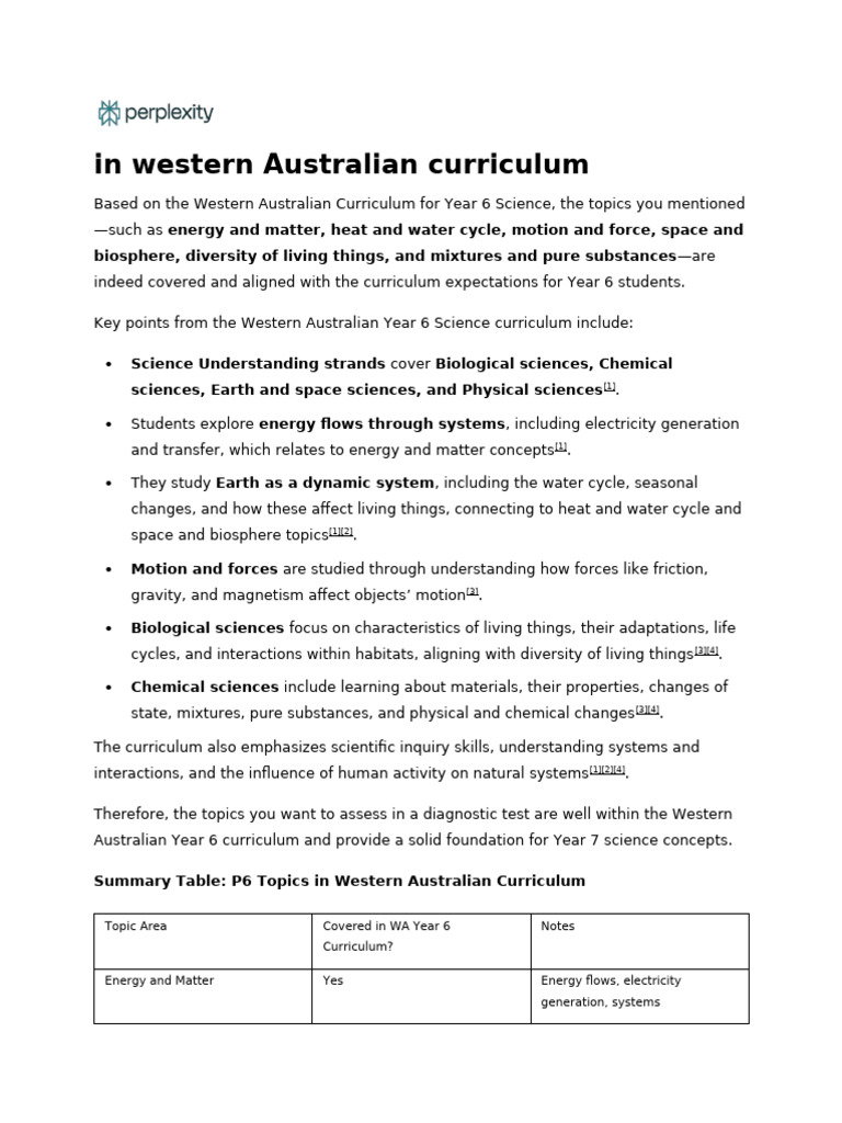 In Western Australian Curriculum | PDF | Force | Science
