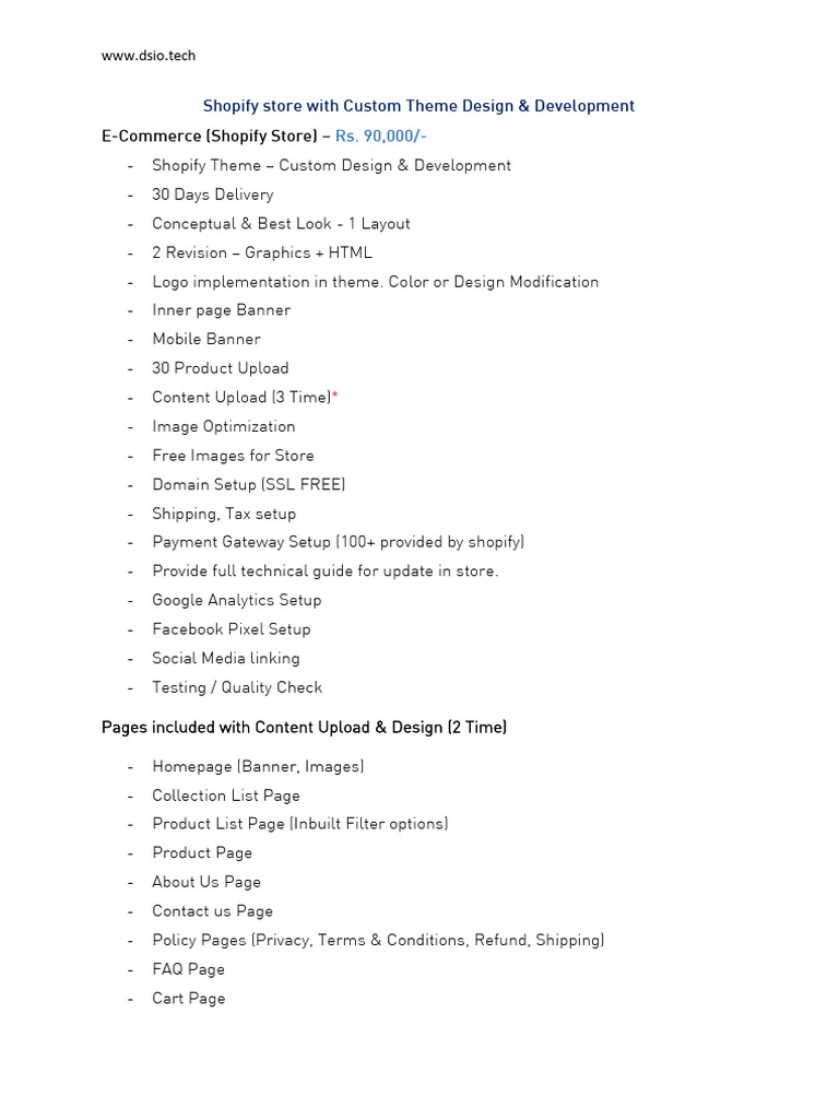 Shopify Store With Custom Theme Design Development | PDF