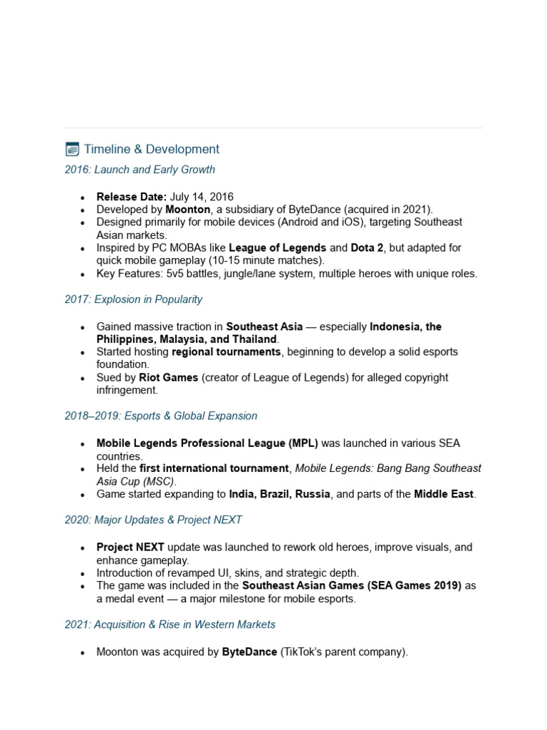 History of Mobile Legends Bangbang | PDF | Gaming | Video Games