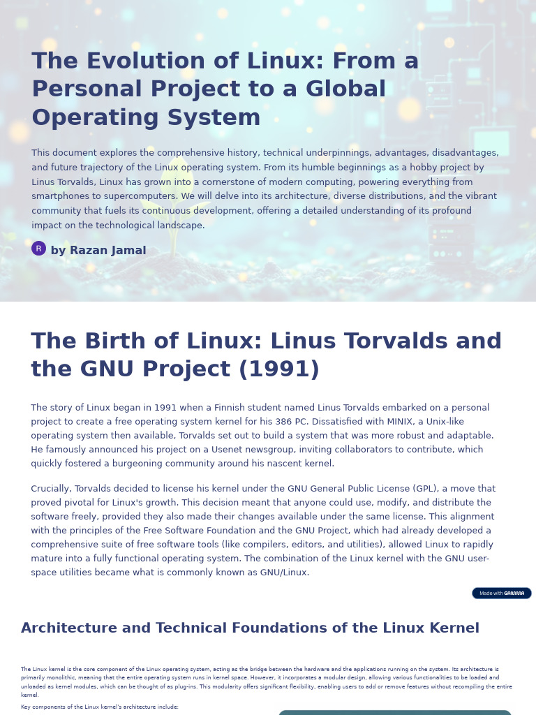 The Evolution of Linux From A Personal Project To A Global Operating System | PDF | Linux ...