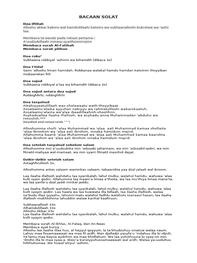 Bacaan Solat | PDF