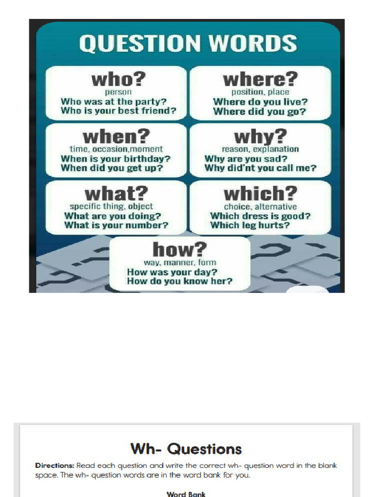 Question Word Worksheet | PDF