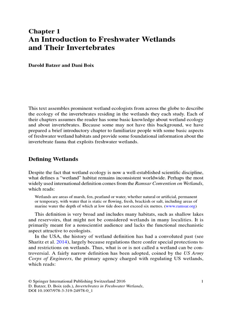 Batzer e Boix 2016 Cap 1 Wetlands e Seus Invertebrados | PDF | Wetland ...