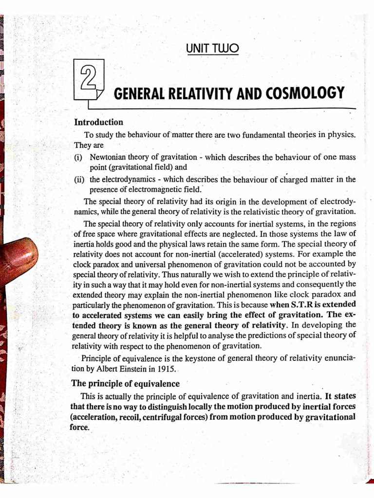 M2 General Relativity and Cosmology 6TH Sem Relativistic Mechanics | PDF