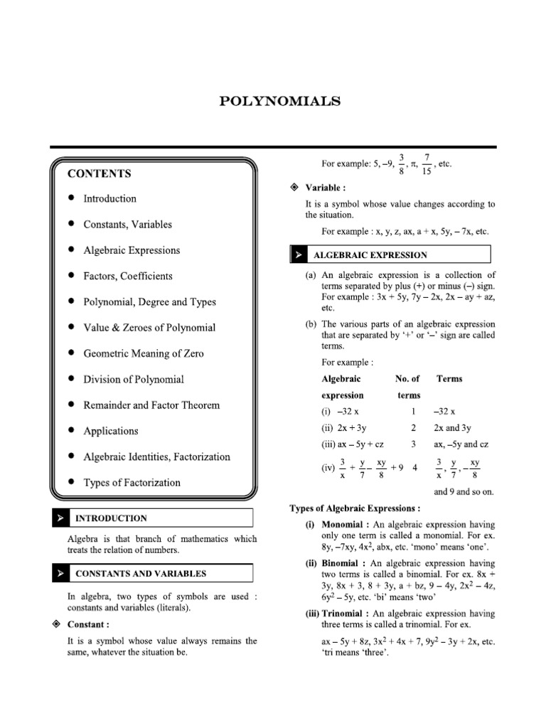 Polynomial Ch2 | PDF