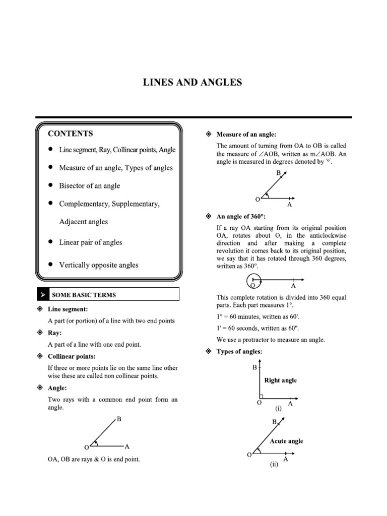 Lines and Angles CH6 | PDF